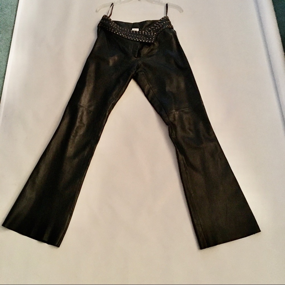Cache Black Genuine Leather Pants - Gem